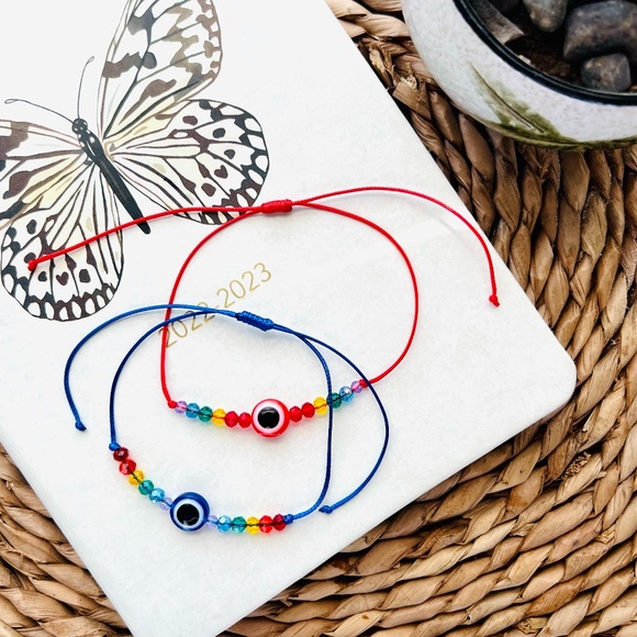 Jewelry | Set Of 2 Pride Evil Eye Beaded Adjustable Bracelet Lgbtqa ...